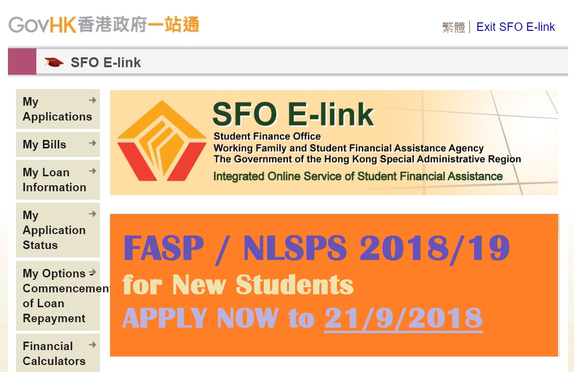 FASP / NLSPS 2018/19 - For Newly Admitted Students Only (Apply now till ...